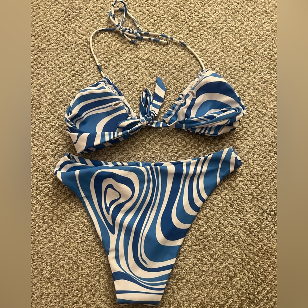 Blue And White Aurelle Swim Suit - Gem